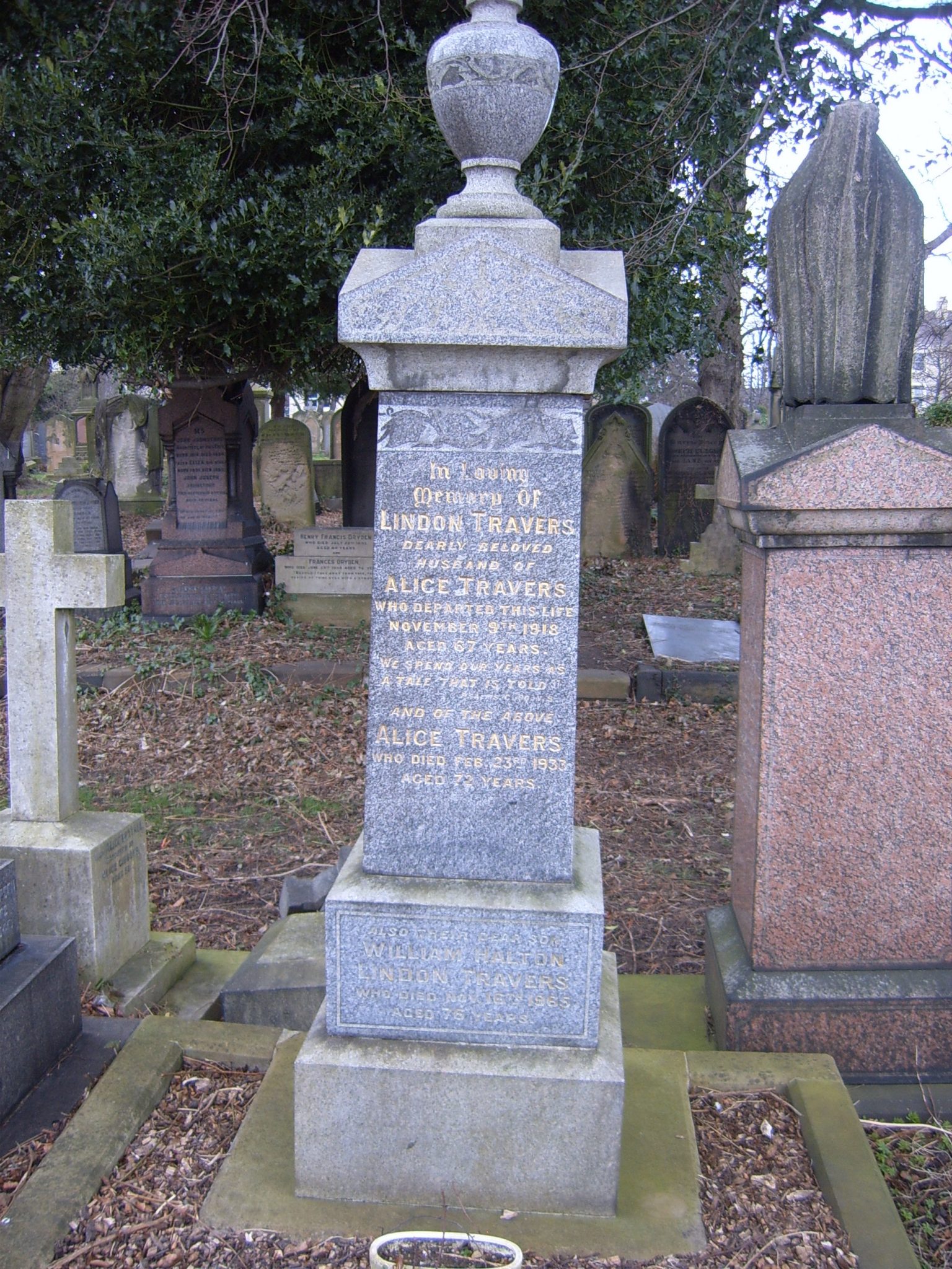 LINDON – TRAVERS William Halton – Friends of Jesmond Old Cemetery